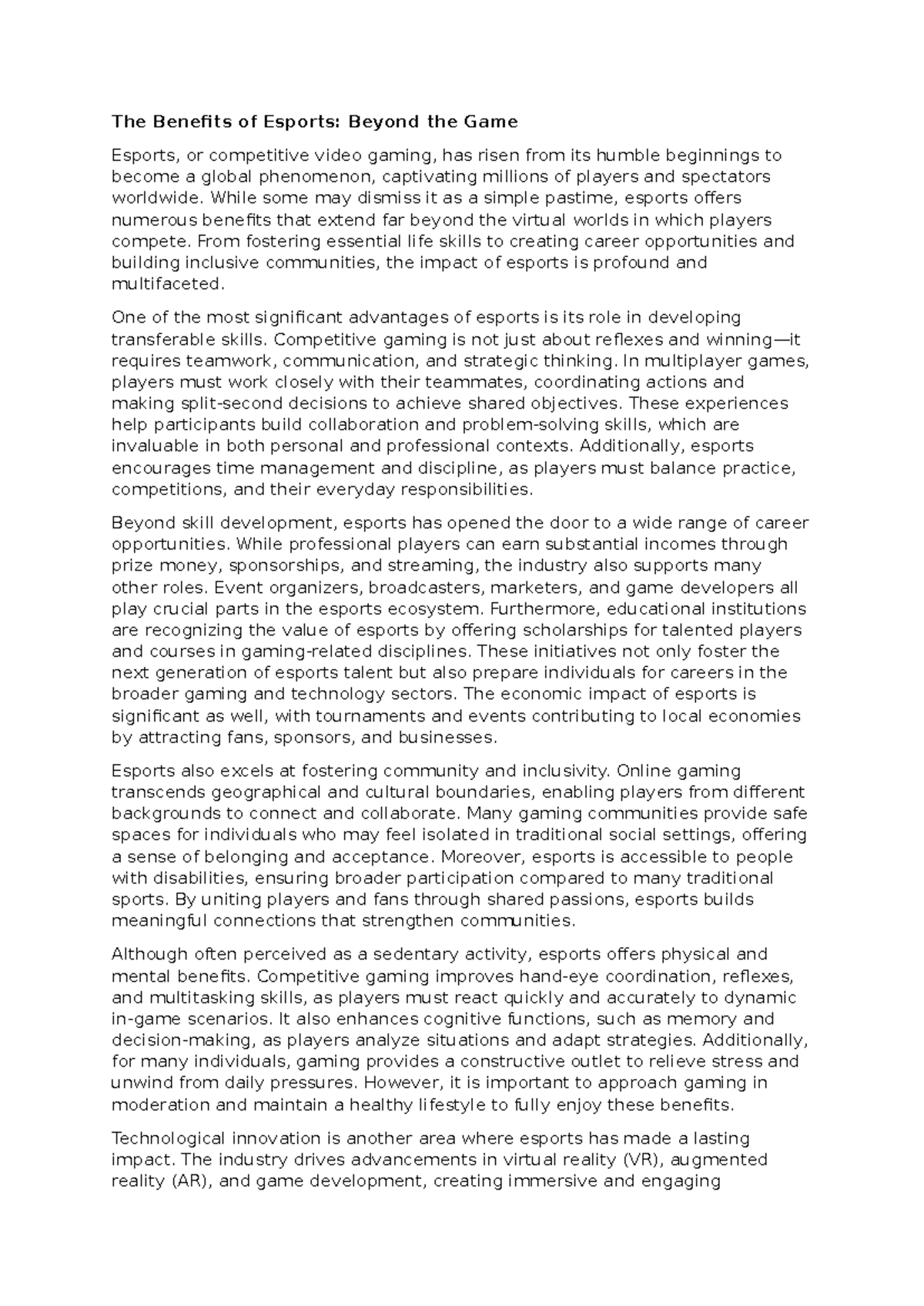 The Benefits of Esports - While some may dismiss it as a simple pastime ...