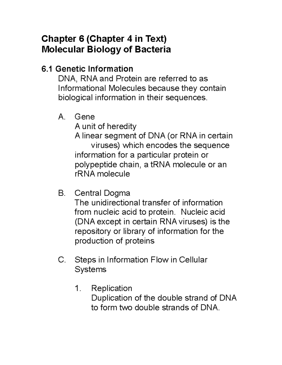 Chapter 06 Molecular Biology of Bacteria - Chapter 6 (Chapter 4 in Text ...