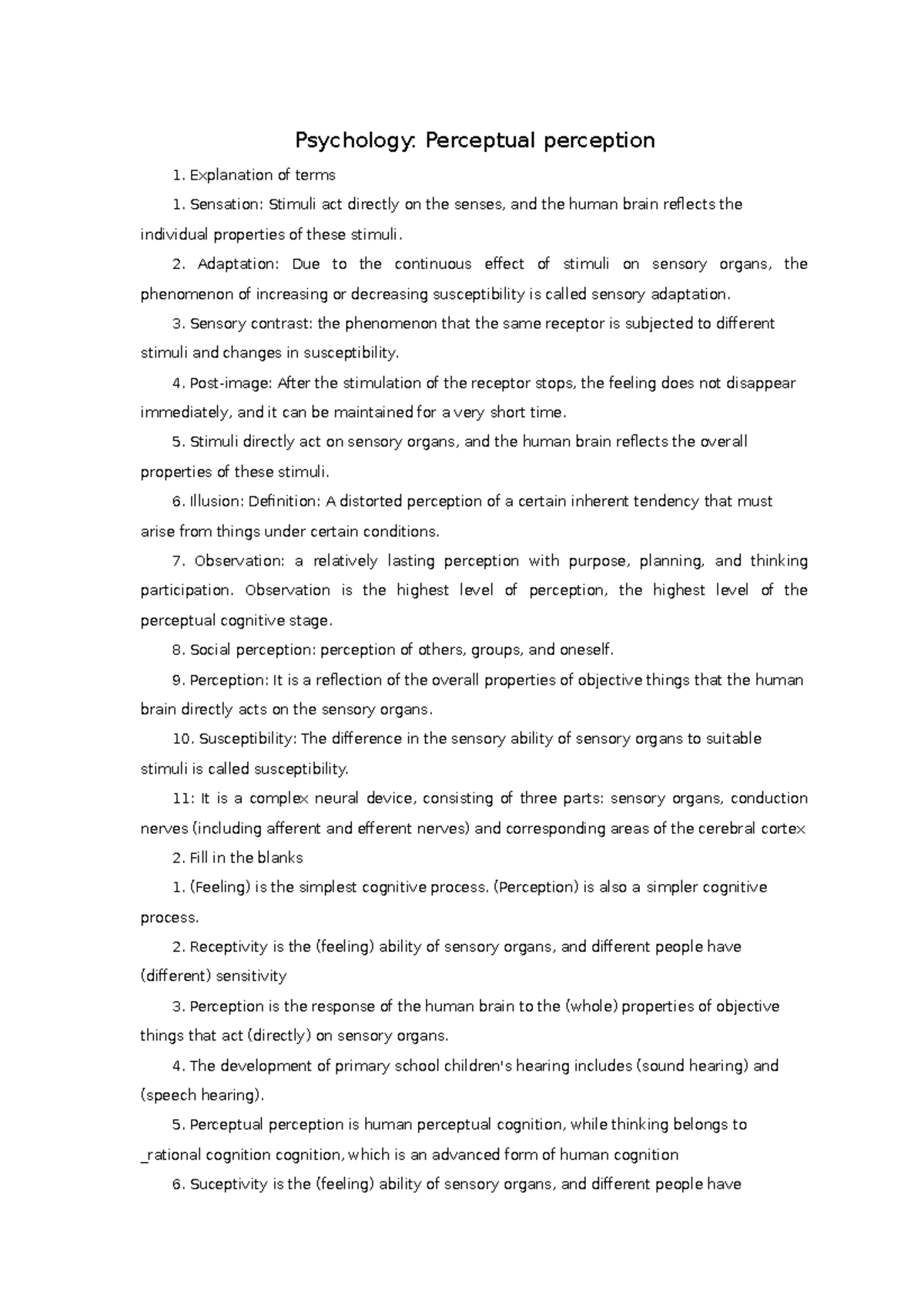 Psychology- Perceptual perception PSYC206 - Psychology: Perceptual ...
