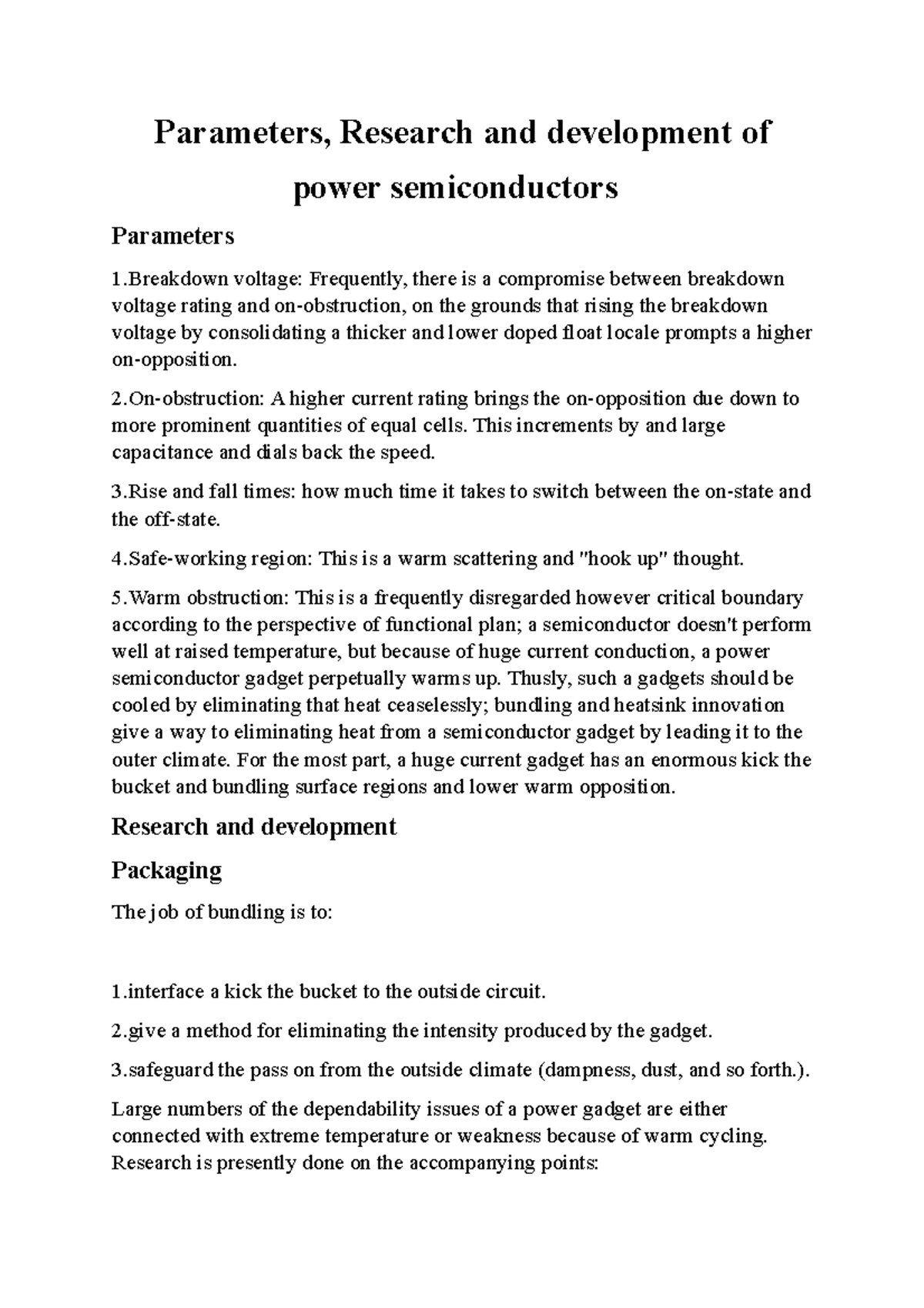 Parameters, Research and development of power semiconductors ...