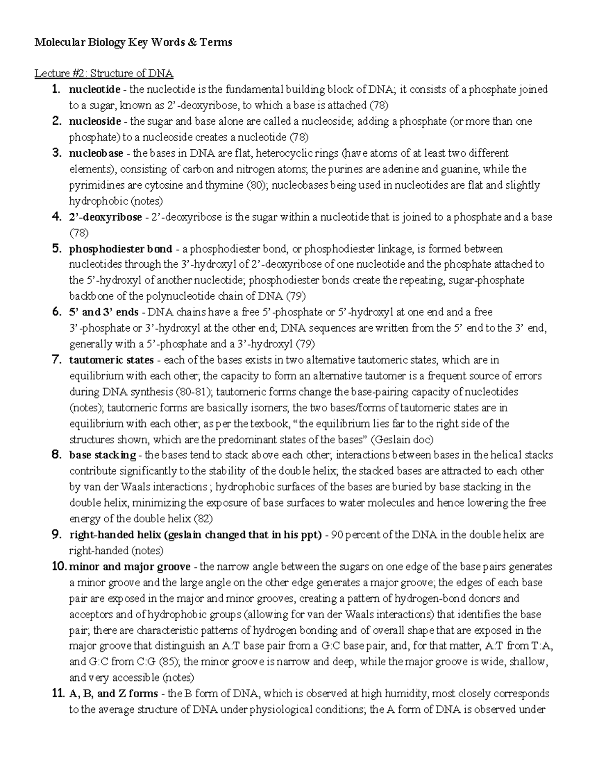 Molecular Biology Key Terms & Definitions - Molecular Biology Key Words ...