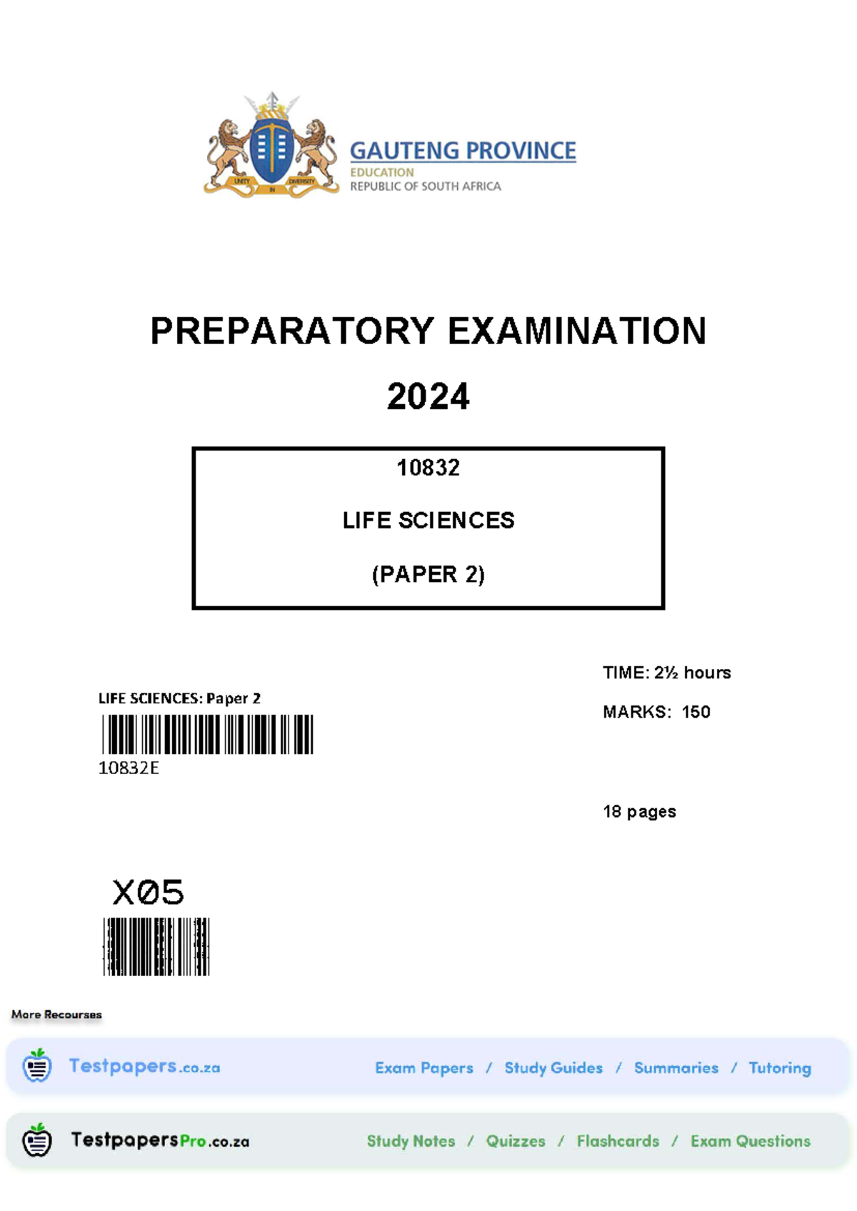 Gr 12 Life Sciences P2 (English) 2024 Question Paper X05 - PREPARATORY ...
