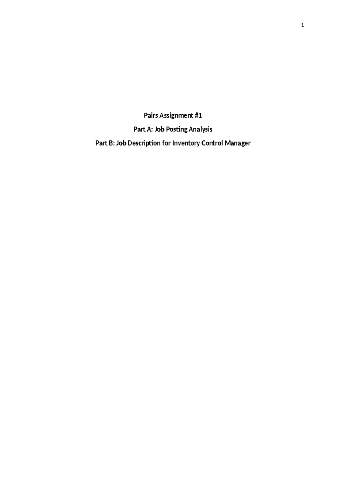 Job Posting Analysis for Pairs Assignment 1 - Pairs Assignment Part A ...