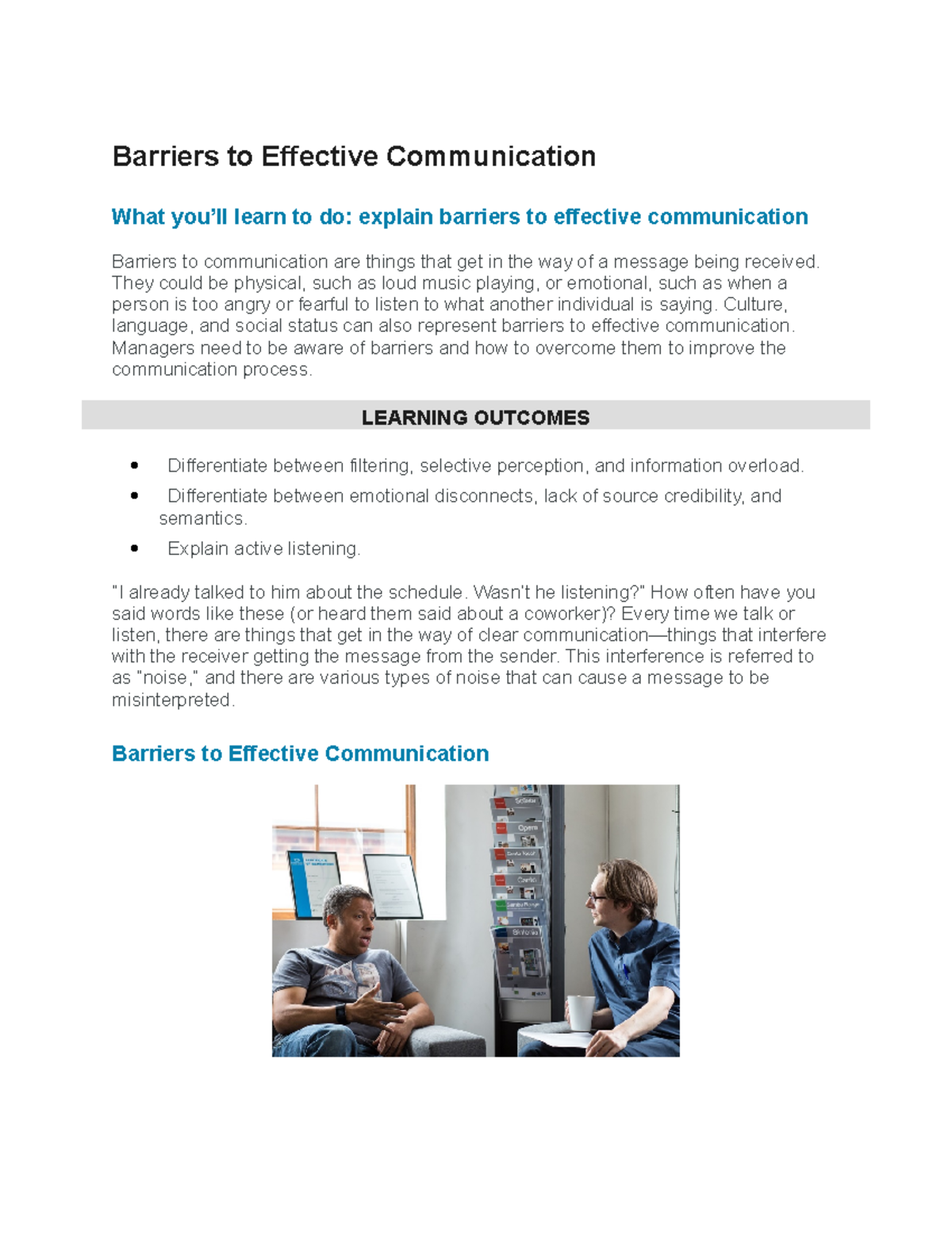 Barrier - Notes - Barriers to Effective Communication What you’ll learn ...