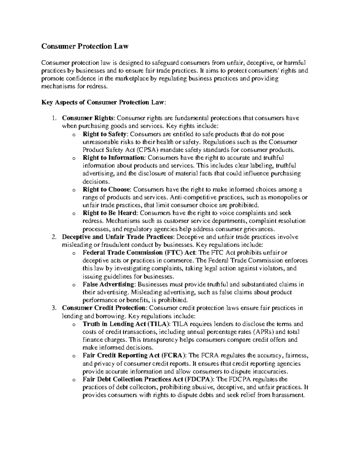 Consumer protection law is designed to safeguard consumers from unfair ...