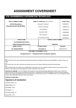 BRM Assessment 3 Tut 5 Group 7 Version 2 - UTS: ENGINEERING ...