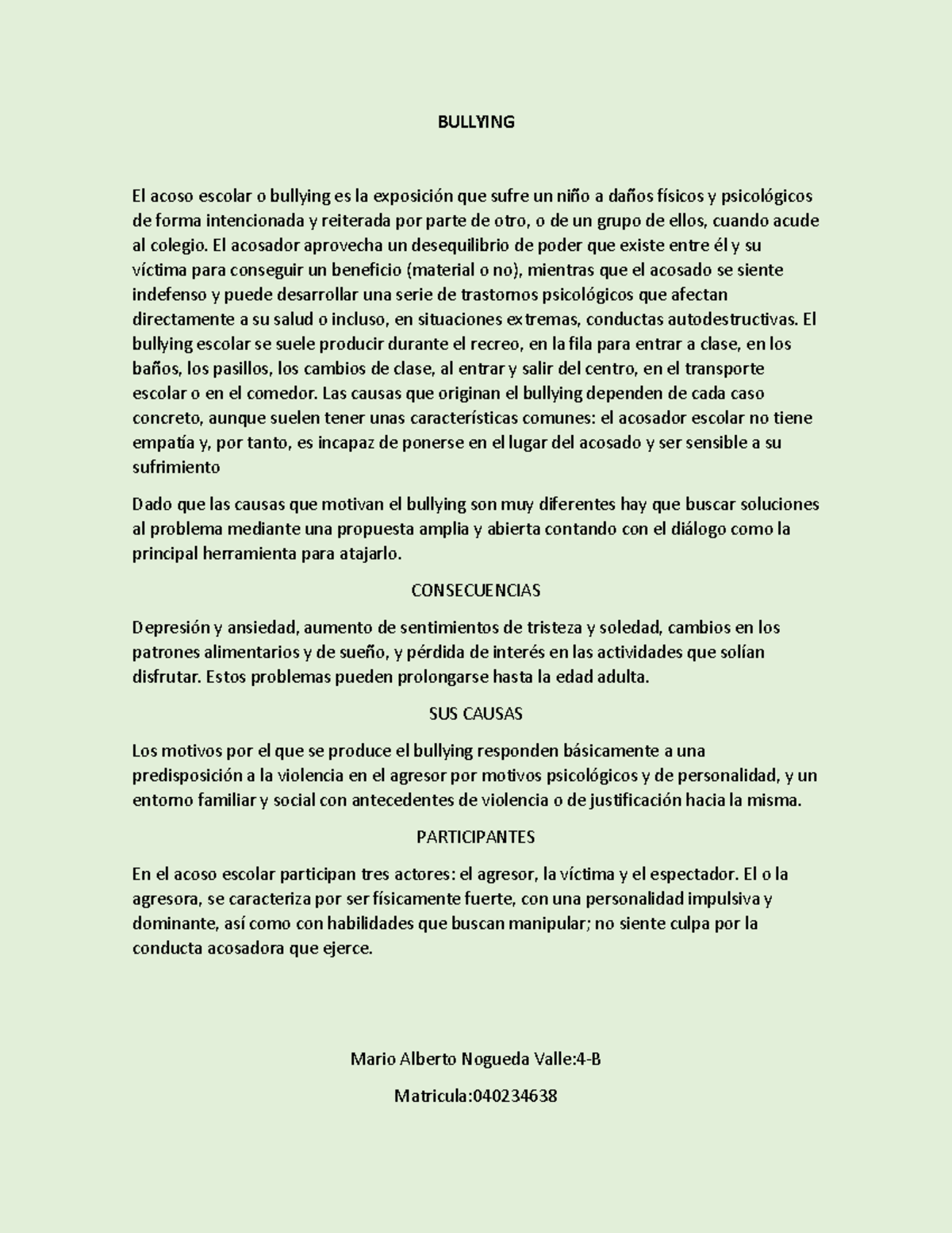 Bullying Corregido - BULLYING El acoso escolar o bullying es la ...