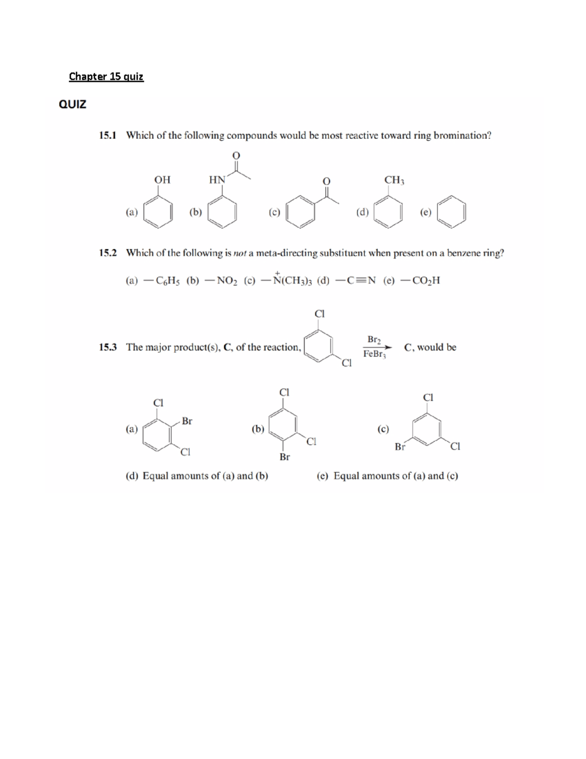Chapter 15 quiz - Quiz - CHM 2211 - Chapter 15 quiz - Studocu