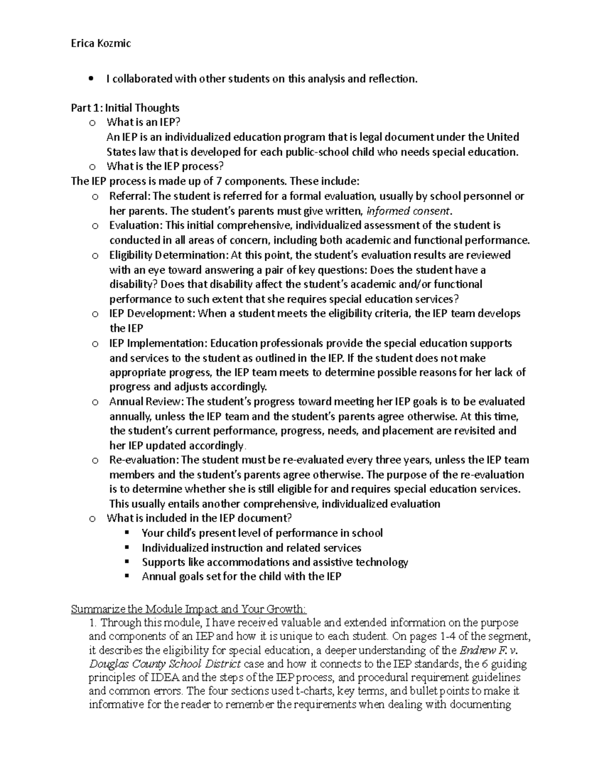 IRIS Assignment Analysis and Reflection - I collaborated with other ...