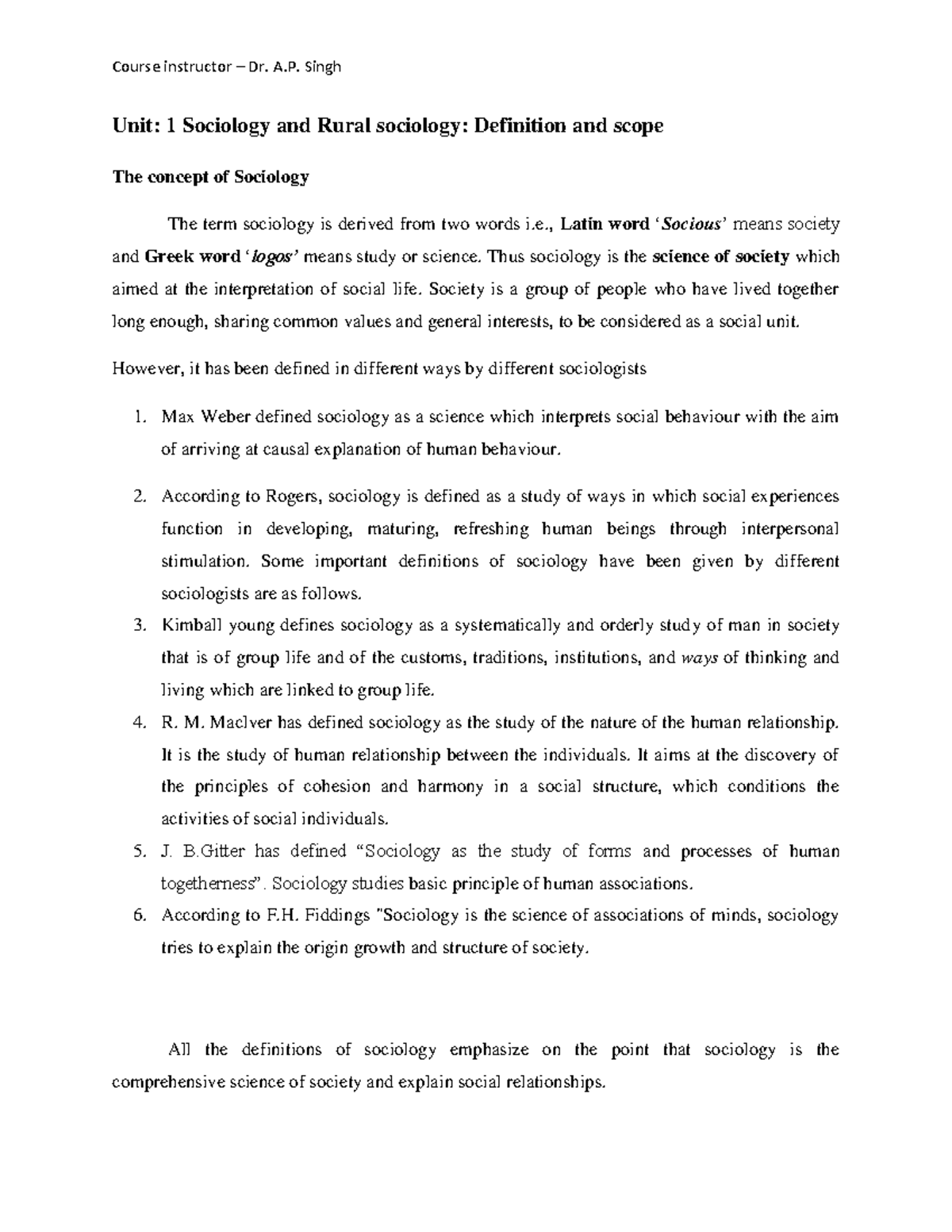 Rular socialogy and educational physiology notes class bsc agriculture ...