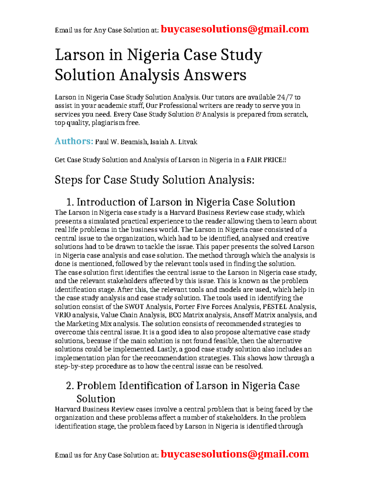 Larson in Nigeria Case Study Solution Analysis - Our tutors are available 24/7 to assist in your ...
