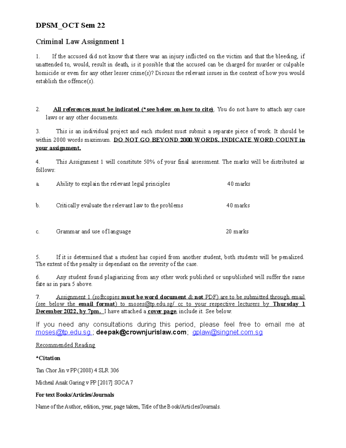 1. Individual Assignment 1 Criminal Law DPSM OCT 22 - DPSM_OCT Sem 22 ...