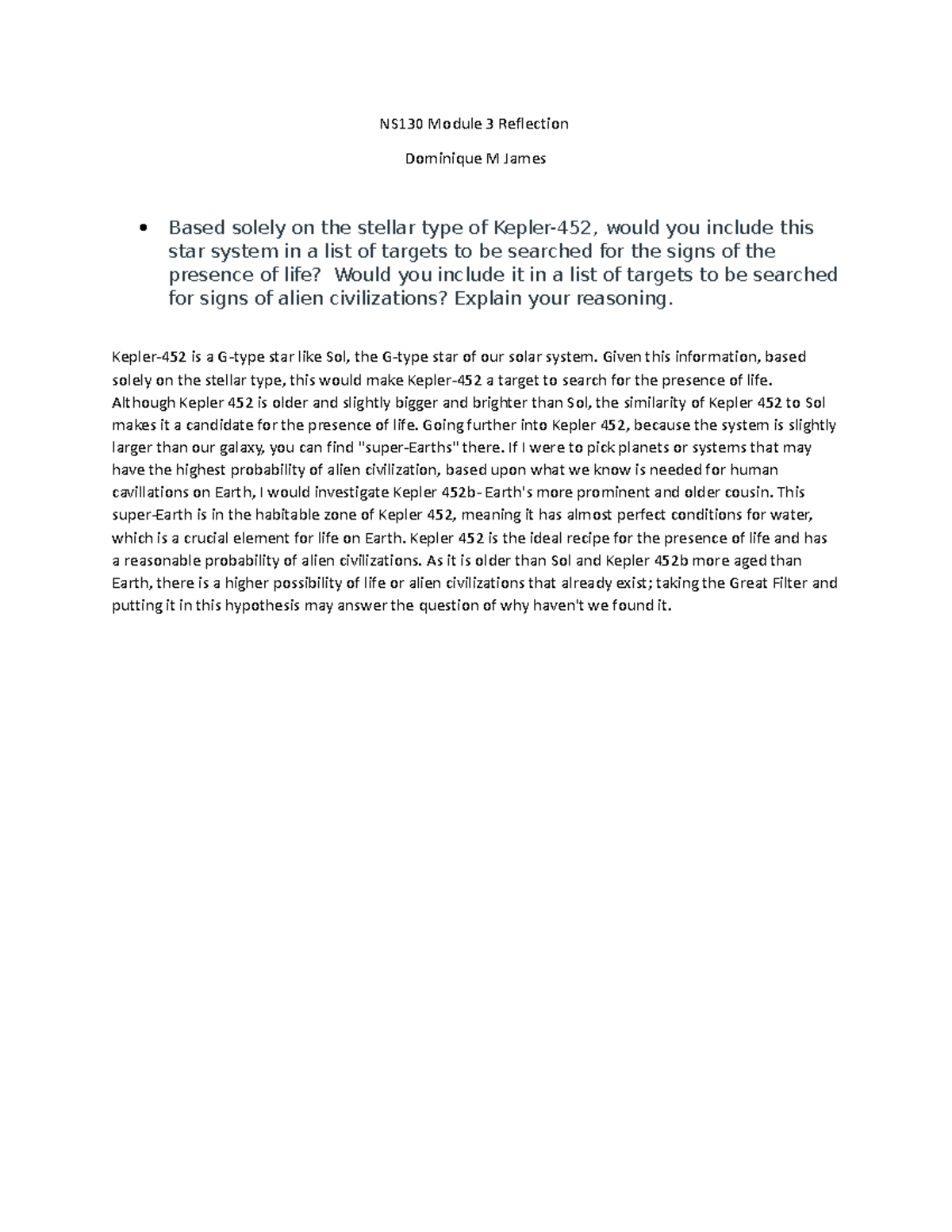 NS130 Module 3 Reflection - NS130 Module 3 Reflection Dominique M James ...