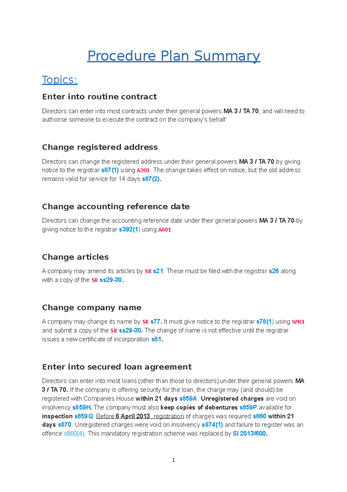 BLP Procedure Plan - procedure notes - Procedure Plan Summary Topics ...