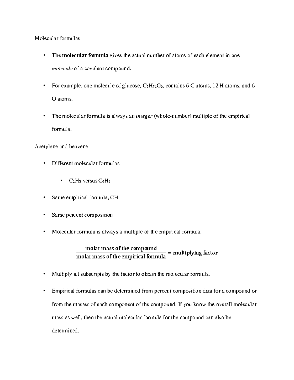 Molecular formulas and combustion analysis - Molecular formulas - The ...