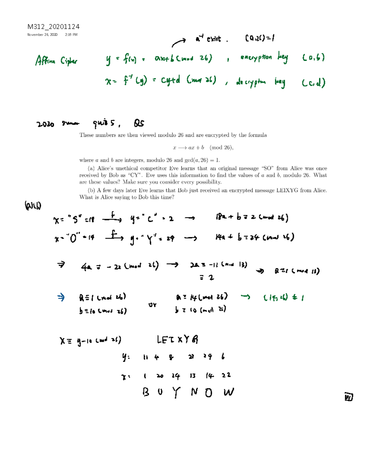 M312 202011 24 - notes - MATH 312 - Studocu
