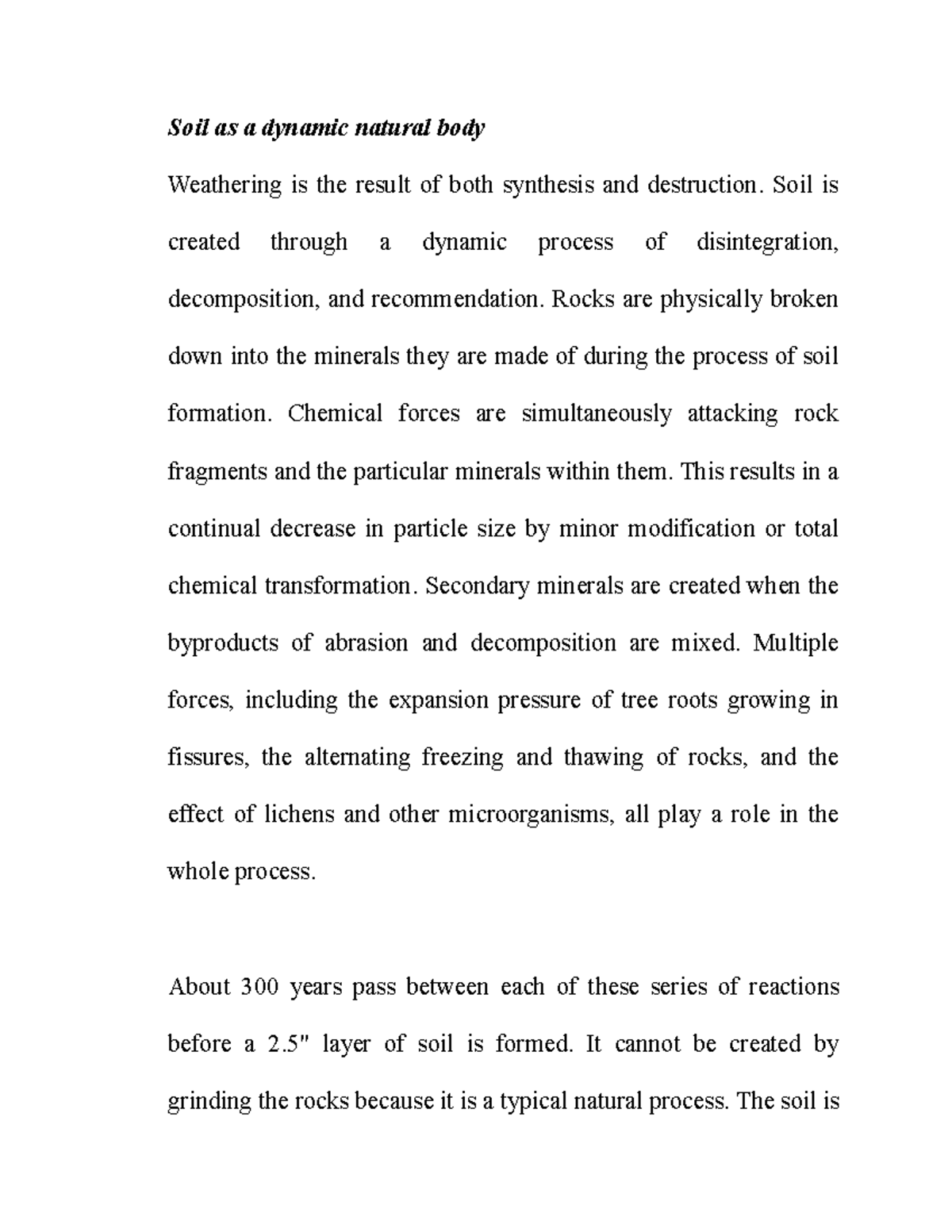 Soil as a dynamic natural body - Soil as a dynamic natural body ...