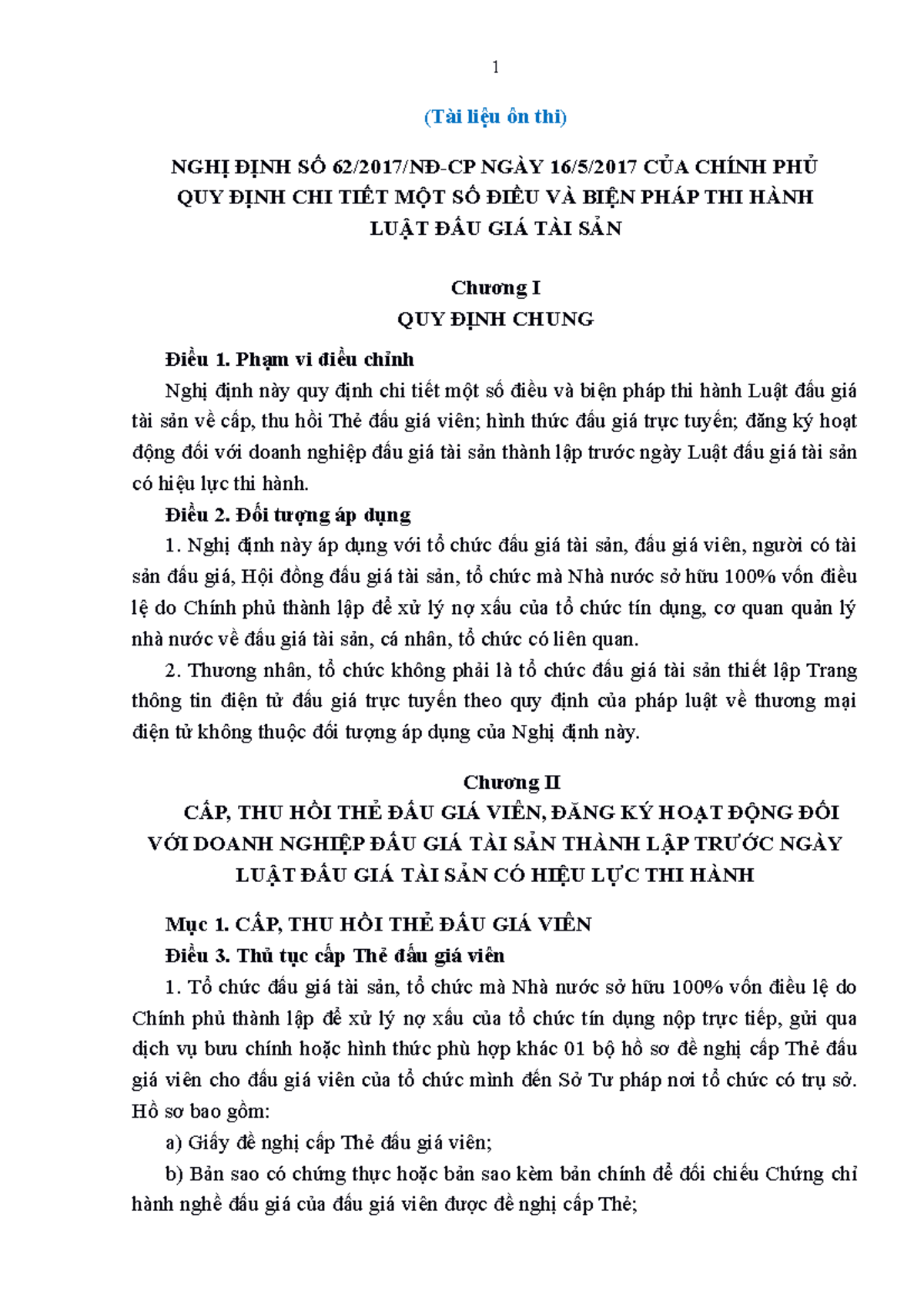 3- Nghị định số 62-2017-NĐ-CP (Chương I, II) - (Tài liệu ôn thi) NGHỊ ...