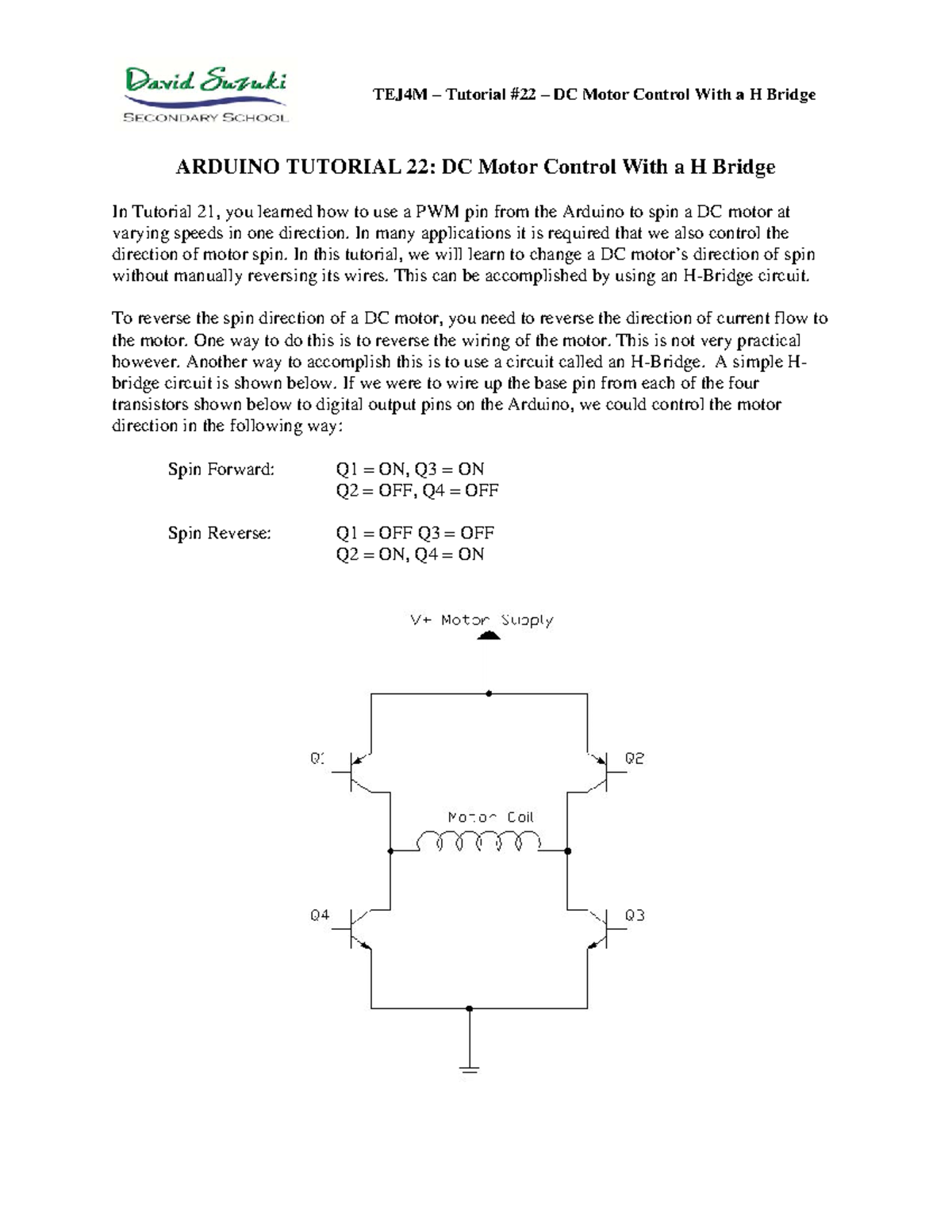 2122 Arduino Tutorial 22 Dc Motor Control With A H Bridge Arduino Tutorial 22 Dc Motor 5993