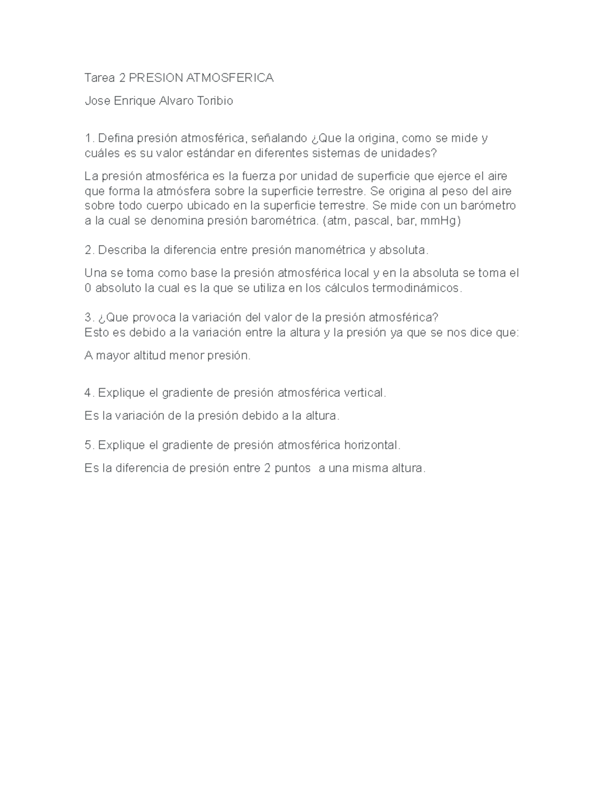Tarea 2 Presion Atmosferica - Tarea 2 PRESION ATMOSFERICA Jose Enrique ...