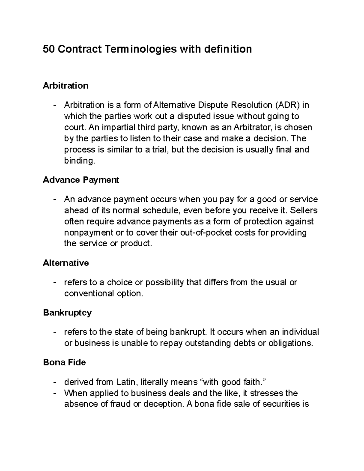 50 Contract Terminologies with definition - 50 Contract Terminologies ...