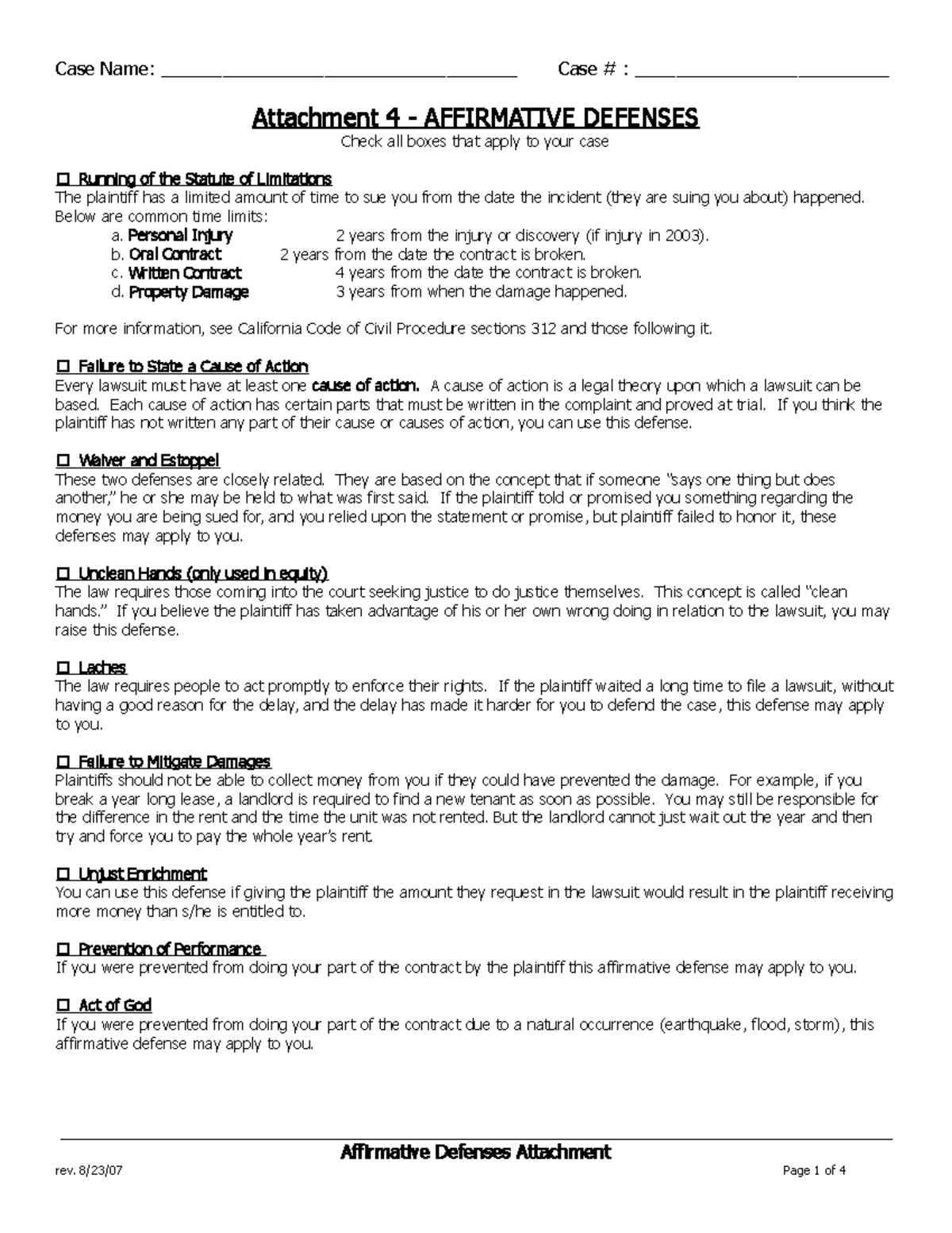 Pleading-Aff Deflist - Civil Procedure FRCP 8 Meanings (some ...