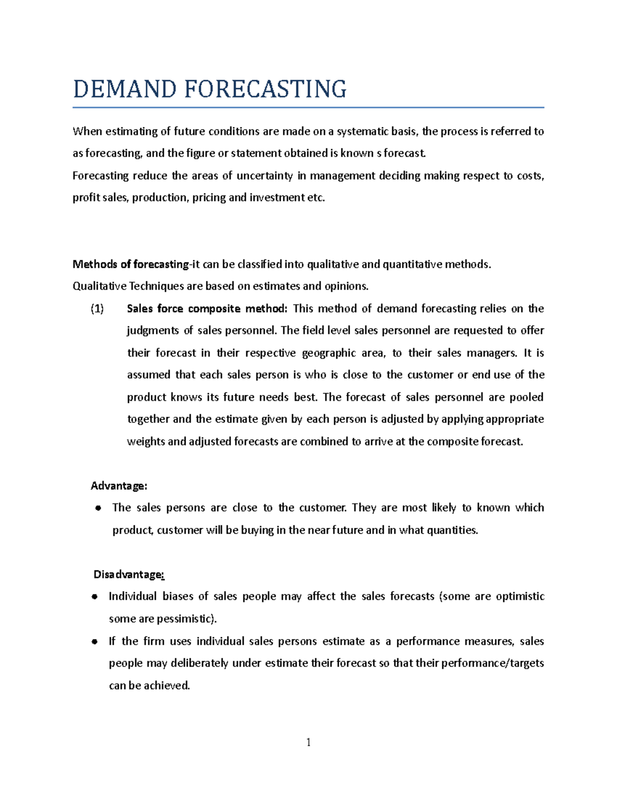 Demand Forecasting PPE.docx - DEMAND FORECASTING When estimating of ...
