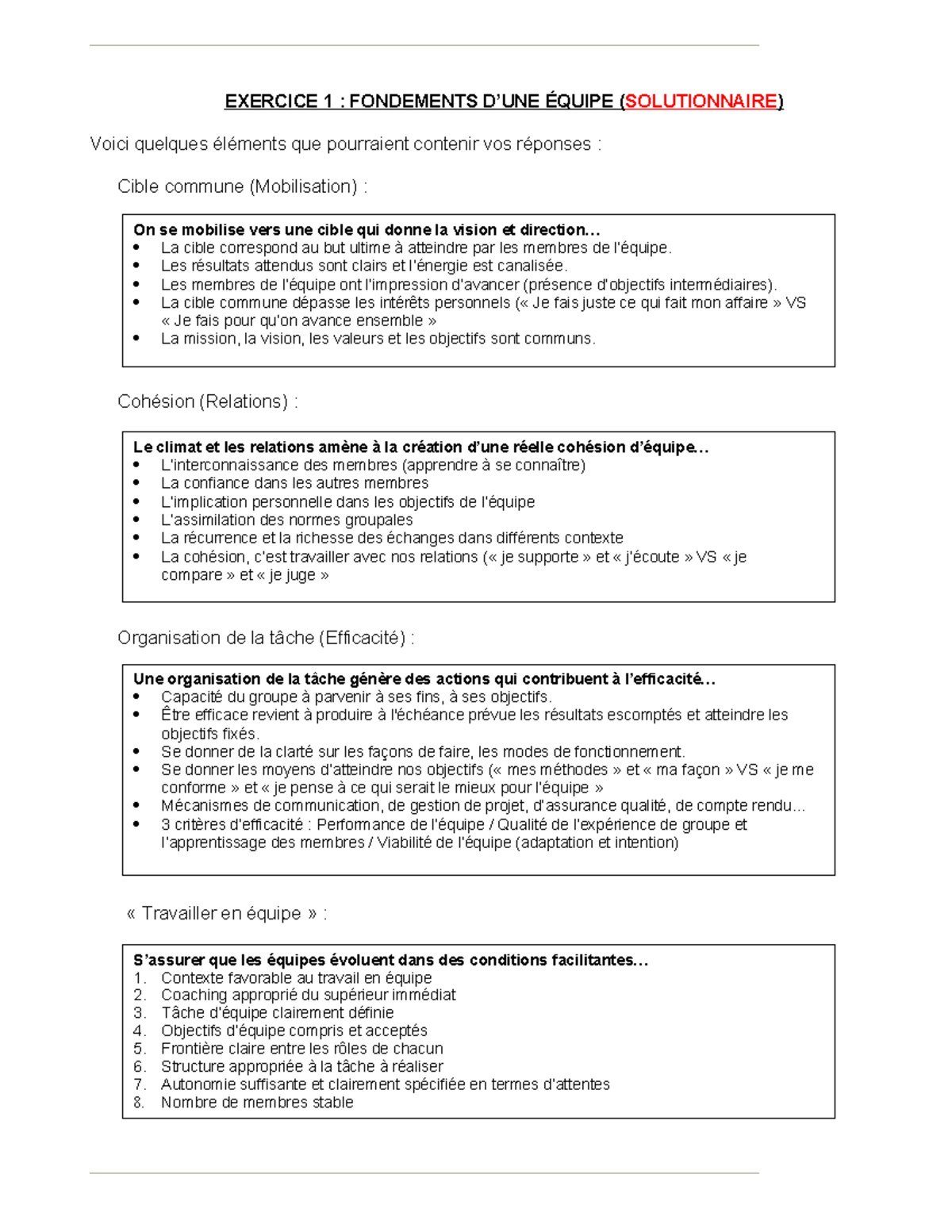 Solutionnaire Exercices 3 fondements - EXERCICE 1 : FONDEMENTS D’UNE ÉQUIPE (SOLUTIONNAIRE ...