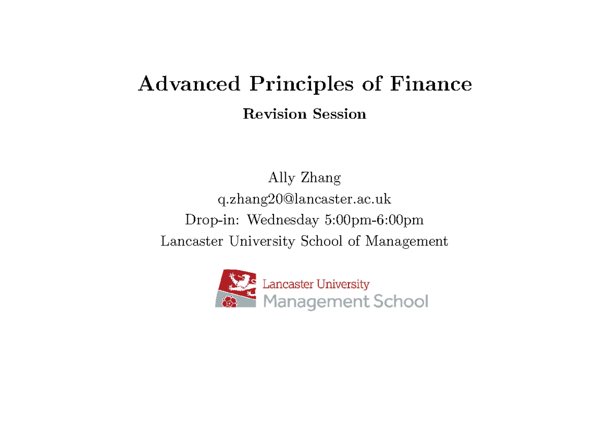 Ac F215 Lancaster undergraduate revison - Advanced Principles of ...