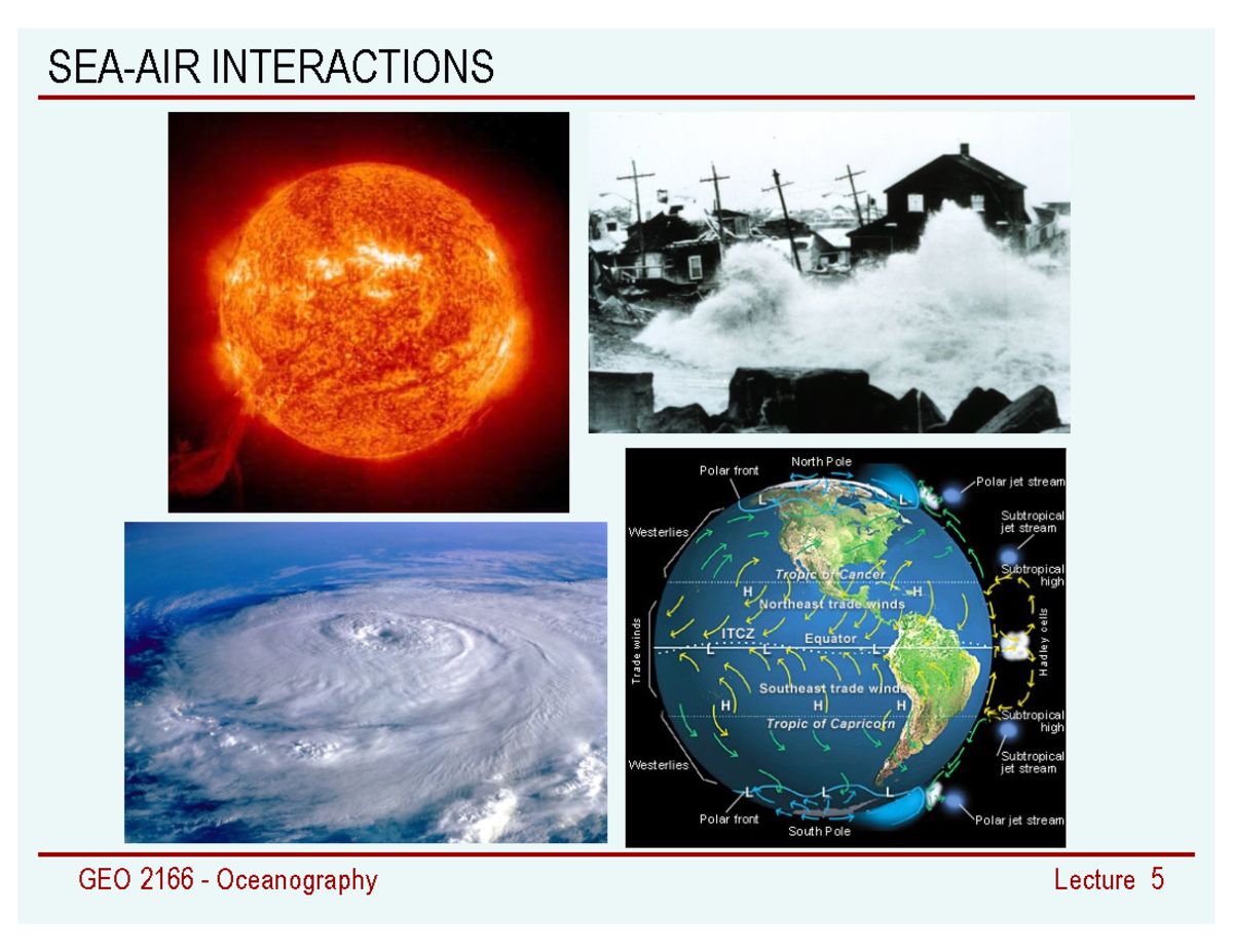 Lecture 5 sea-air interactions 2 - SEA-AIR INTERACTIONS Outline 1 ...
