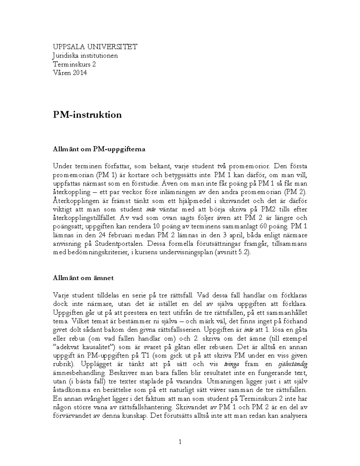 PM-instruktion - very good - UPPSALA UNIVERSITET Juridiska ...