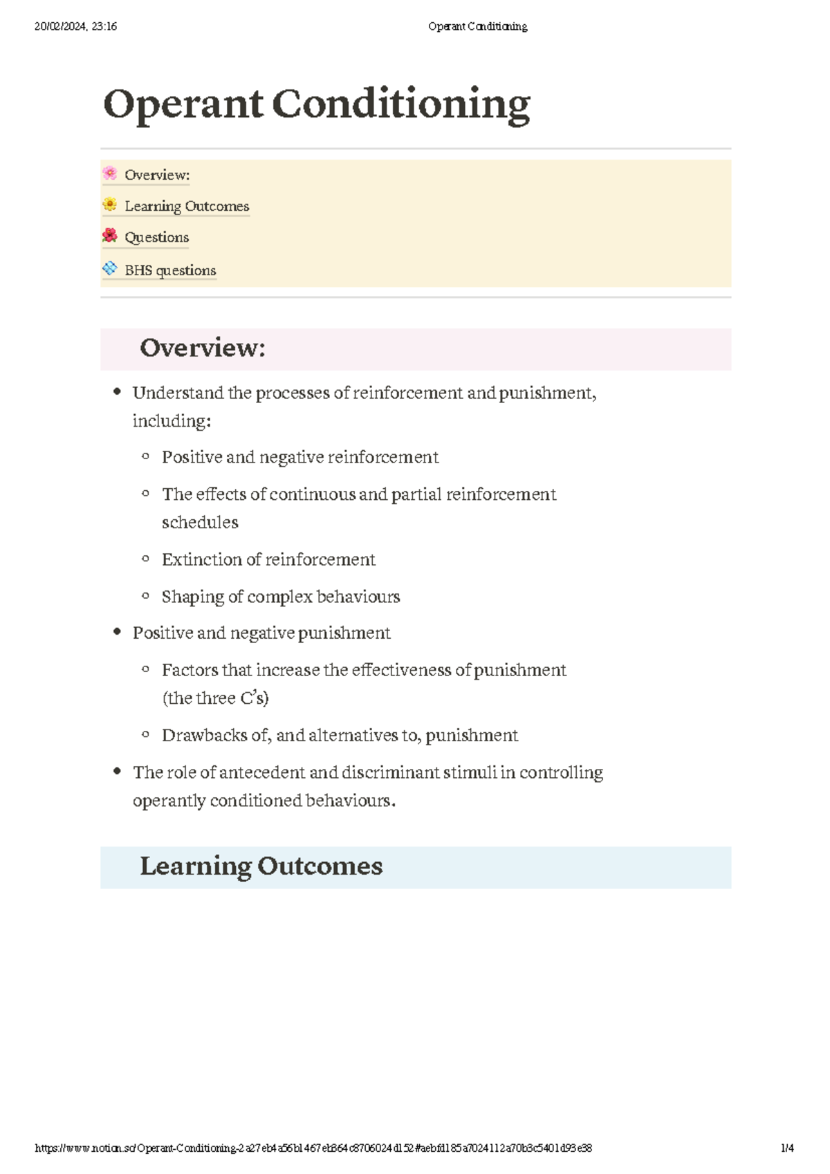 Operant Conditioning - Operant Conditioning 🌸 Overview: 🌼 Learning ...