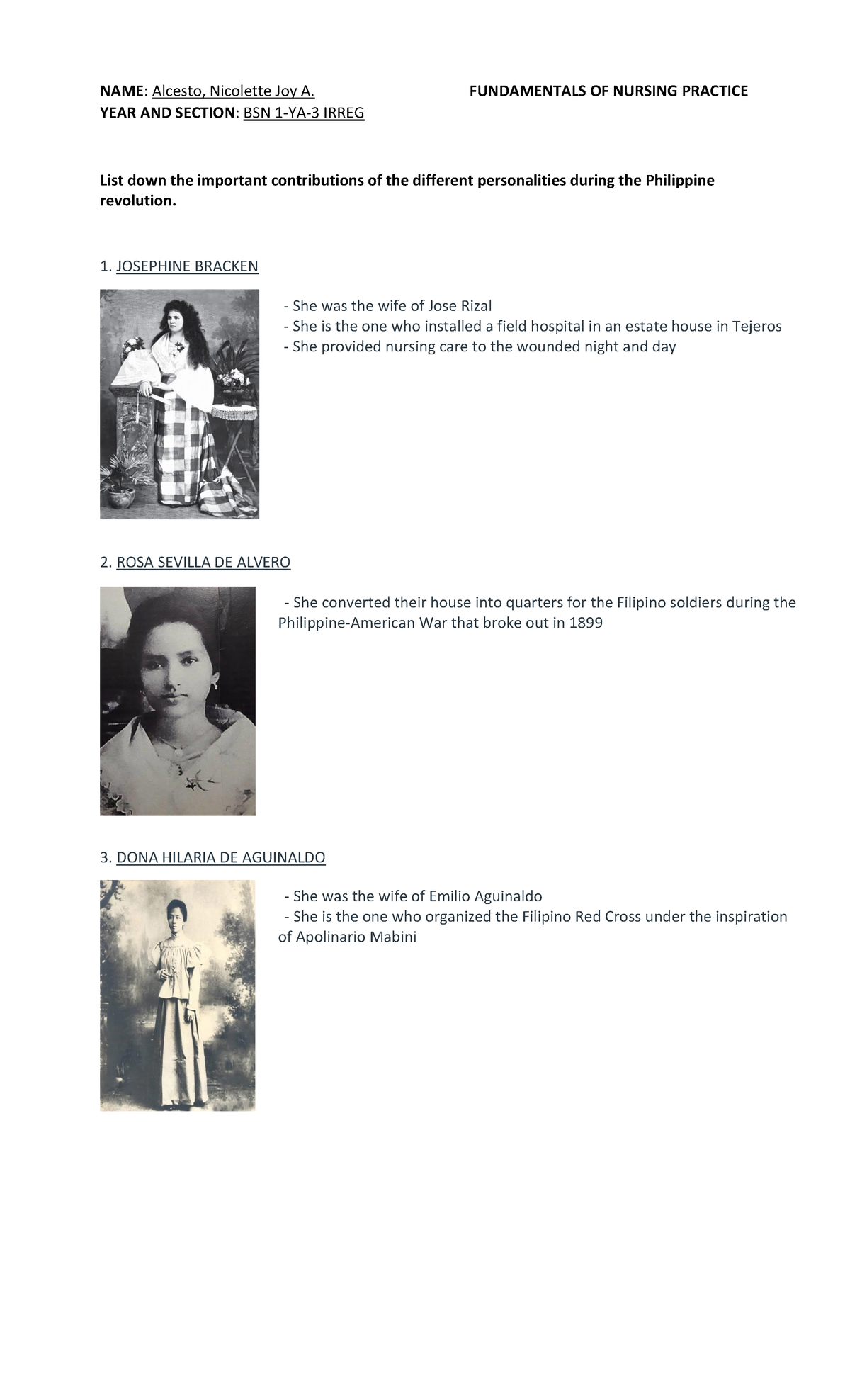 Important Contributors IN Nursing During THE Philippine Revolution ...