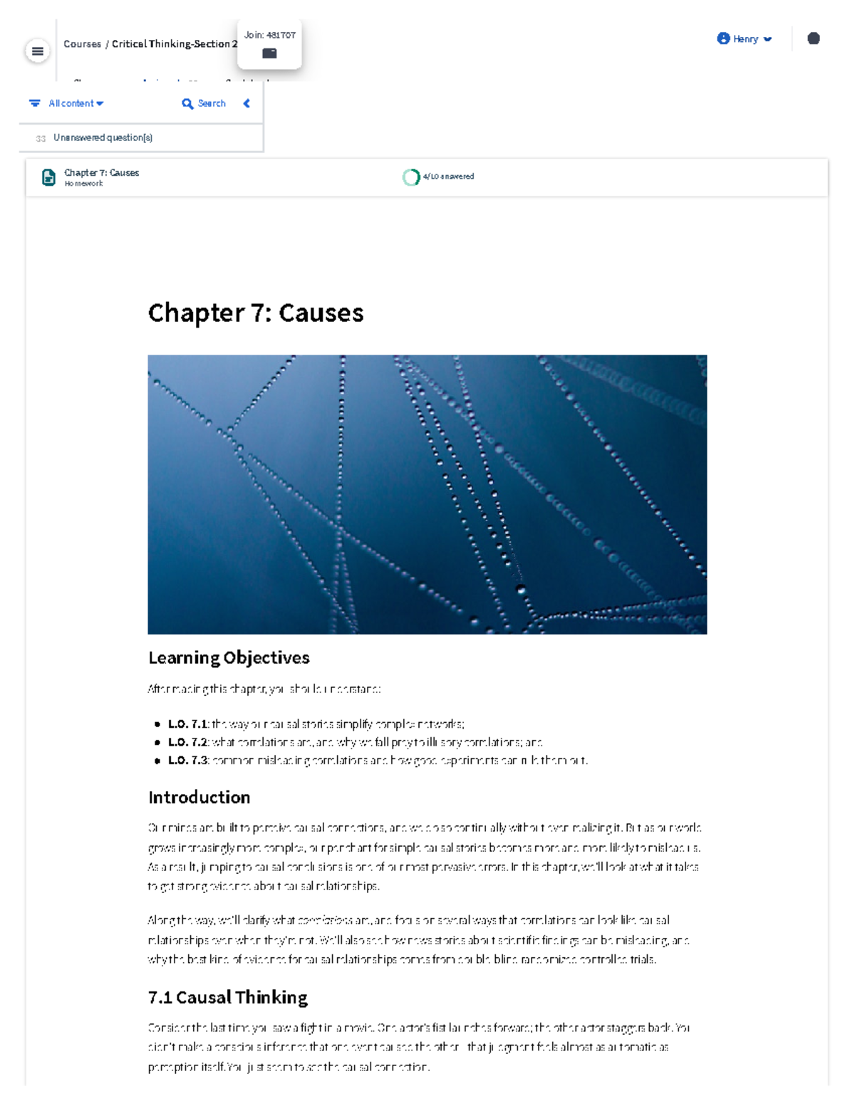 Chapter 7 - The reading assignment - Join: 481707 Cl Assigned 33 G d b ...