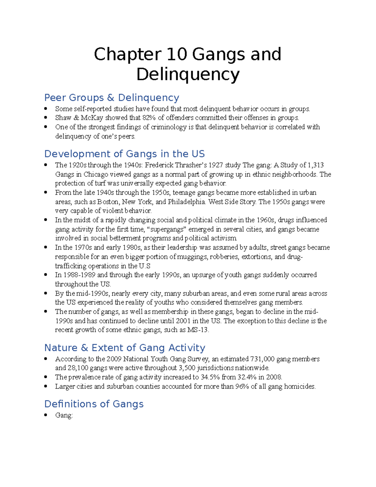 Chapter 10 Gangs and Delinquency - Chapter 10 Gangs and Delinquency ...