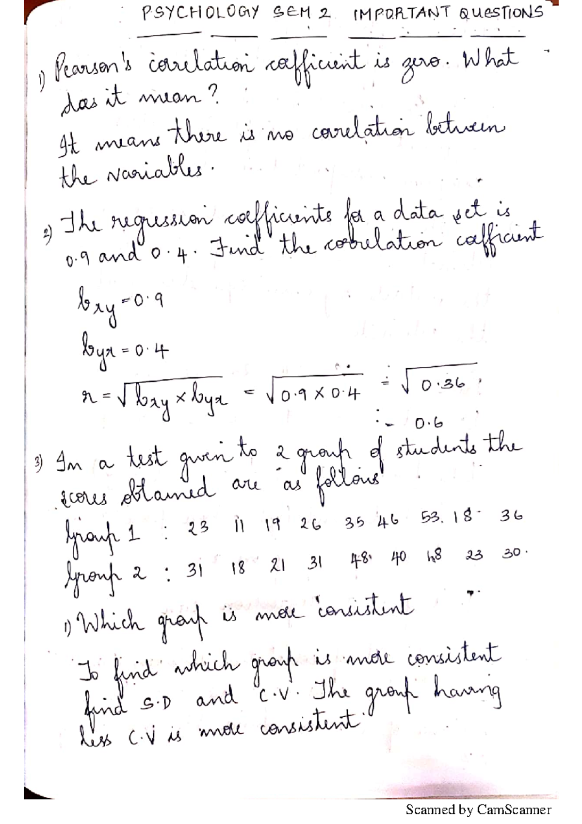 SEM 2 PSY University Questions - Psychology - Studocu