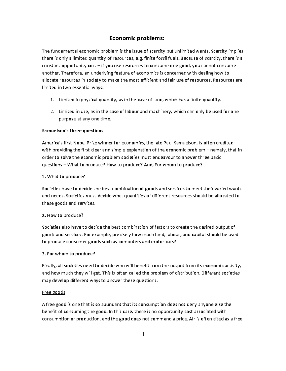 Problems in economy - Economic problems: The fundamental economic ...