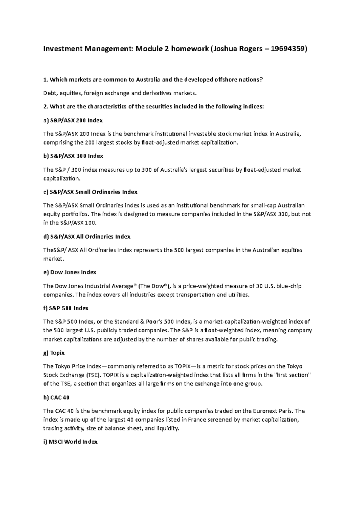 IM homework module 2 - Investment Management: Module 2 homework (Joshua ...