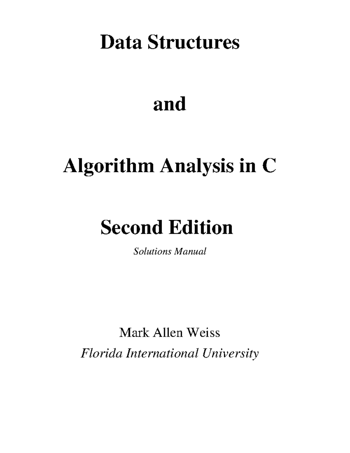 Data Structures And Algorithm Analysis In C Second Edition Solution Manual Data Structures