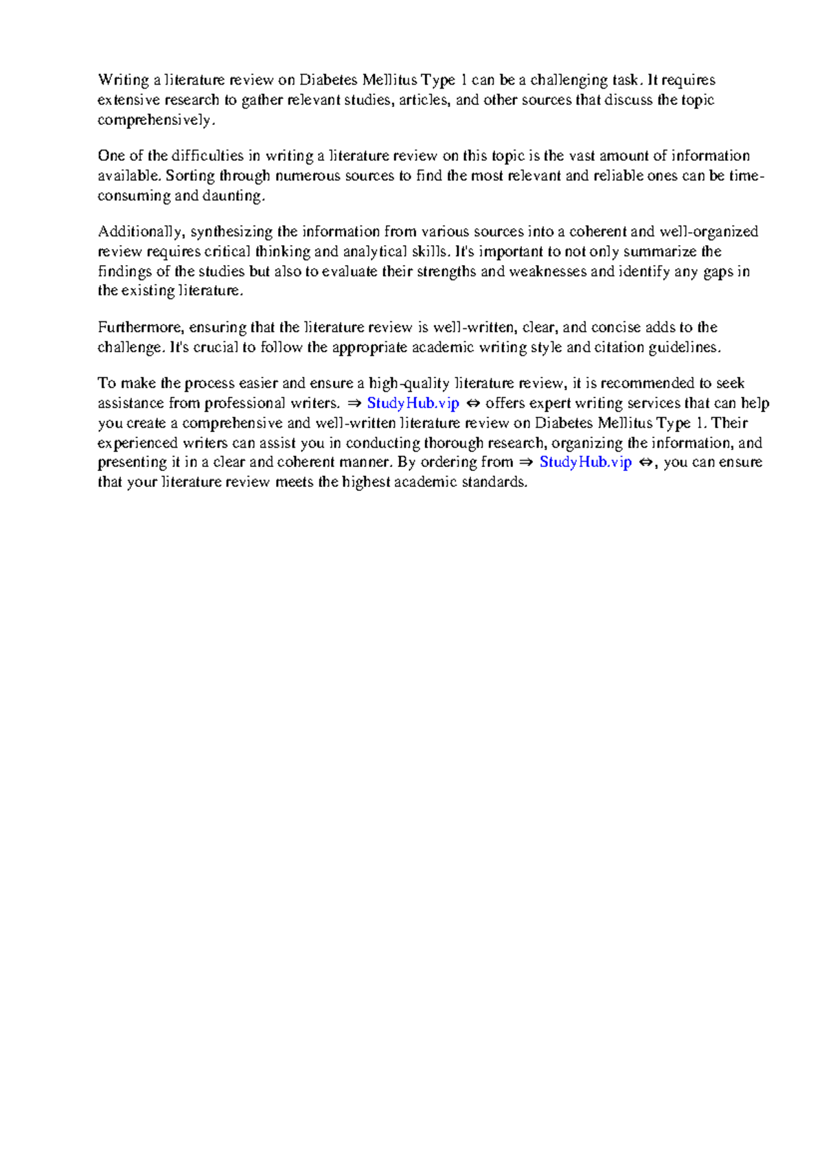 Literature Review Diabetes Mellitus Type 1 - Writing a literature ...