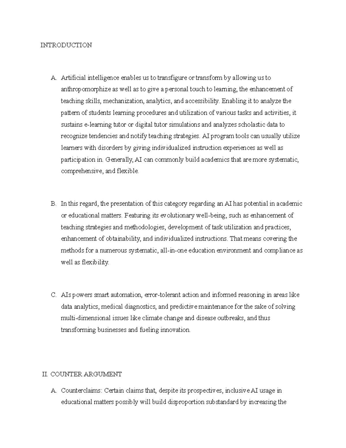 Affirmative side Ai category - INTRODUCTION A. Artificial intelligence ...