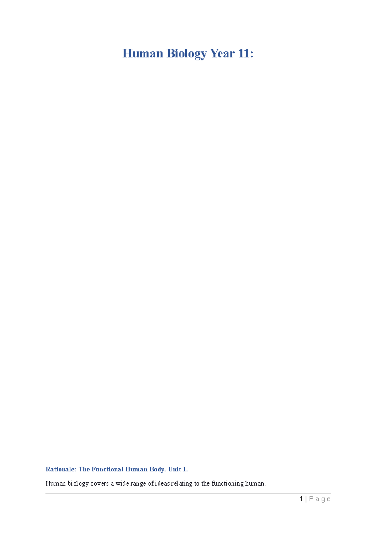 ATF Human Biology Booklet 11 - Human Biology Year 11: Rationale: The ...