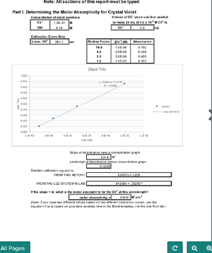 Chem 142 lab 5 - 142 Lab 5 Report: Kinetics I (take-home) - NAME: QUIZ SECTION: Part I ...