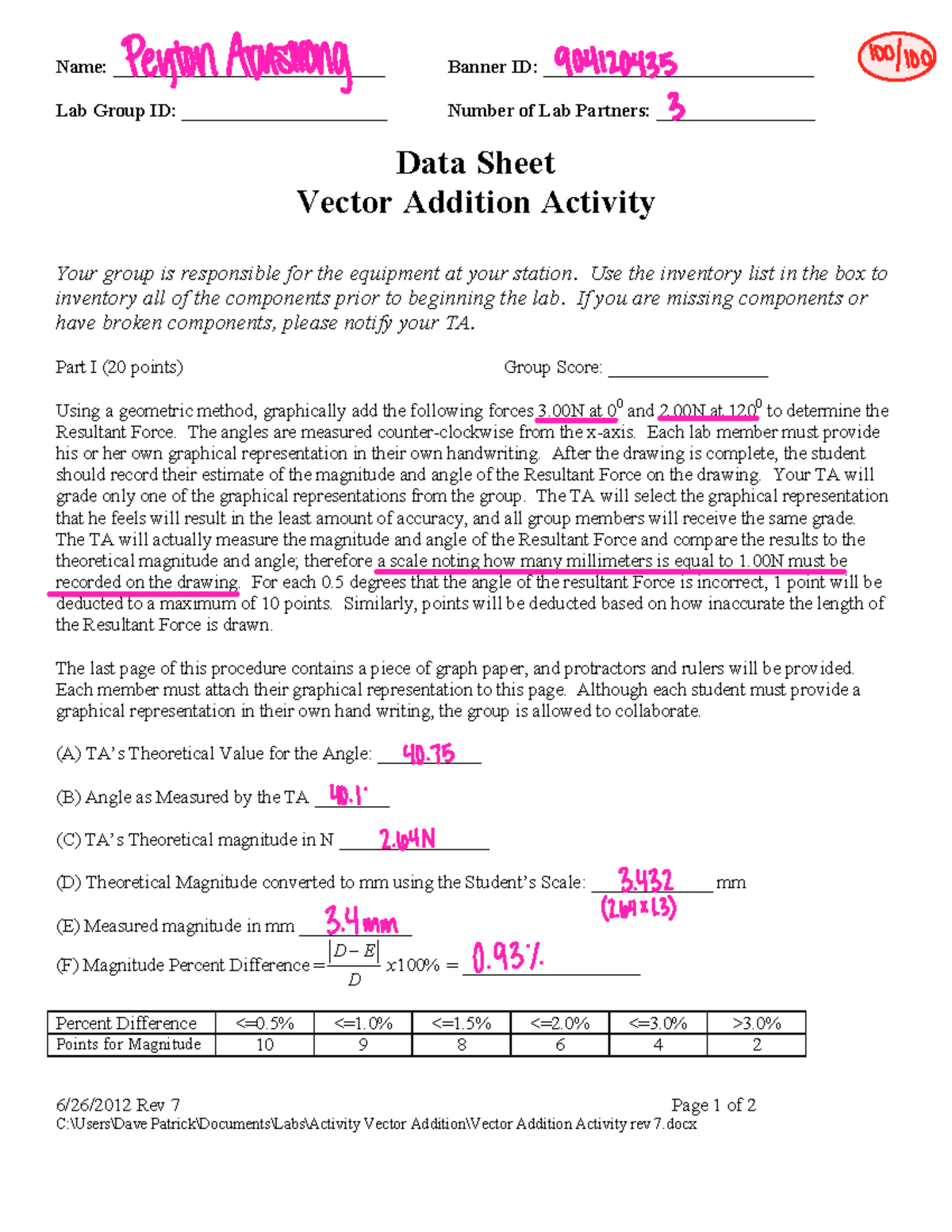 Vector Addition Activity - 6/26/2012 Rev 7 Page 1 of 2 C:\Users\Dave ...