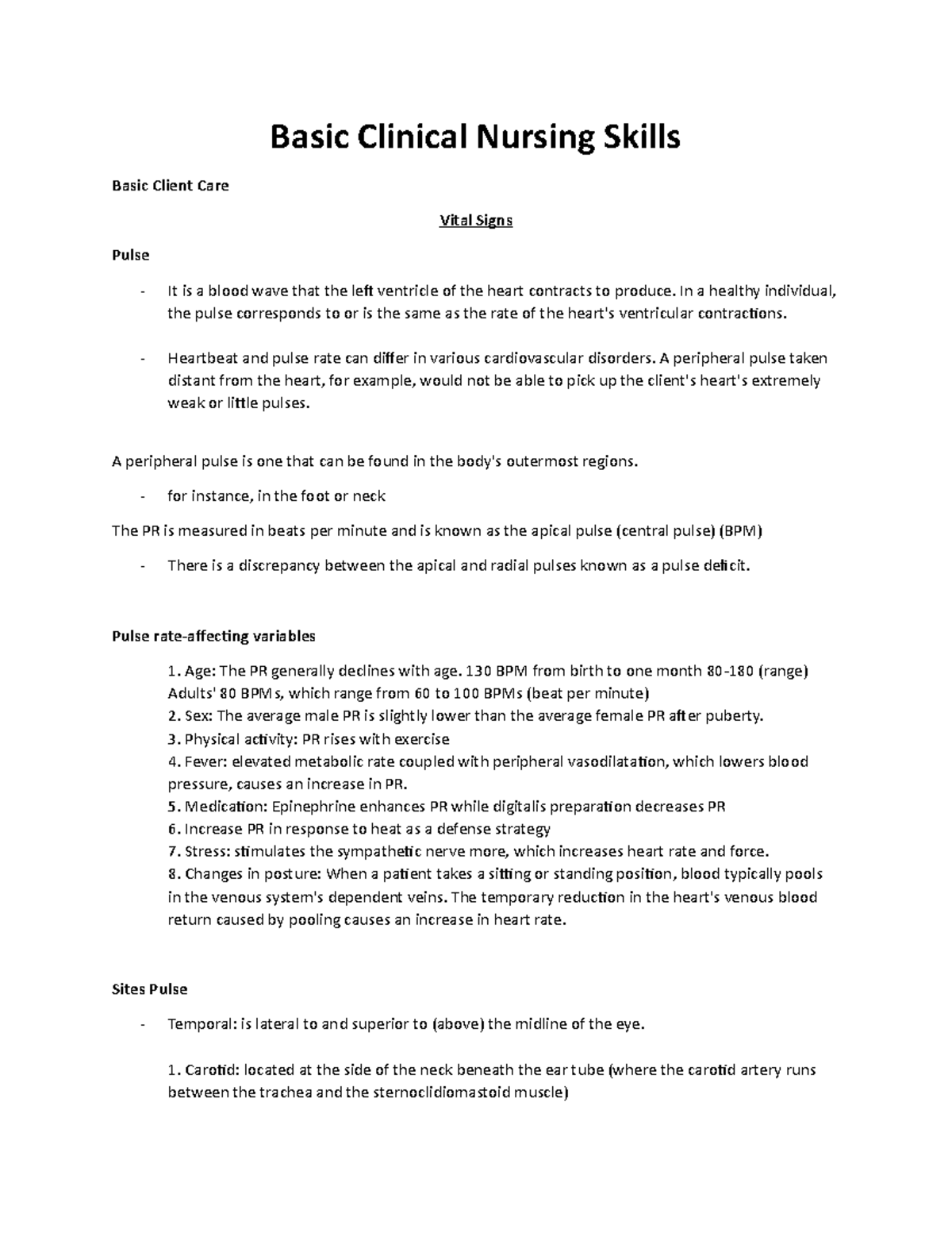 Basic Clinical Nursing Skill S 06 - Basic Clinical Nursing Skills Basic ...