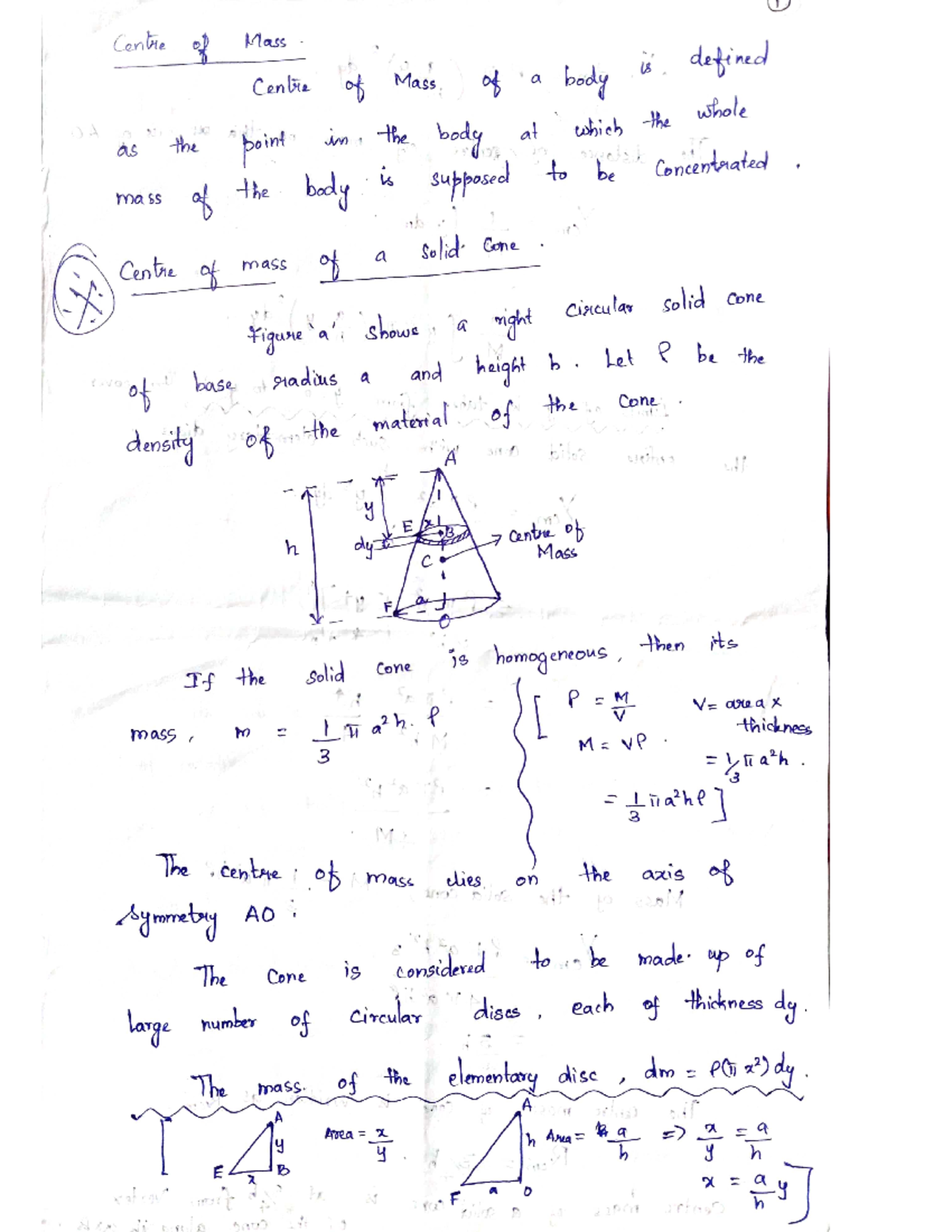 Centre of mass of solid cone - computer science and engineering - Studocu