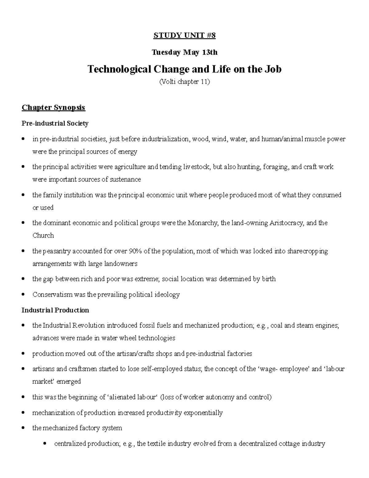 Study Unit #8 - Technological Change and Life on the Job - STUDY UNIT ...