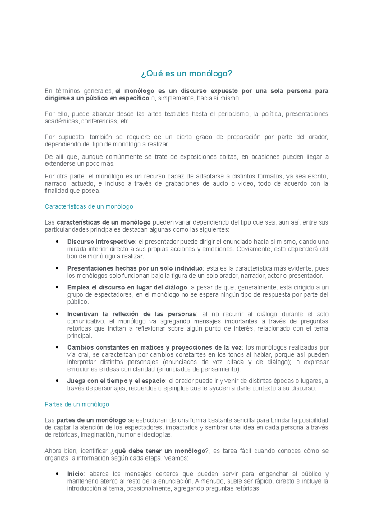 Monólogo - Material de repaso sobre el monologo , que es y mucho mas ...