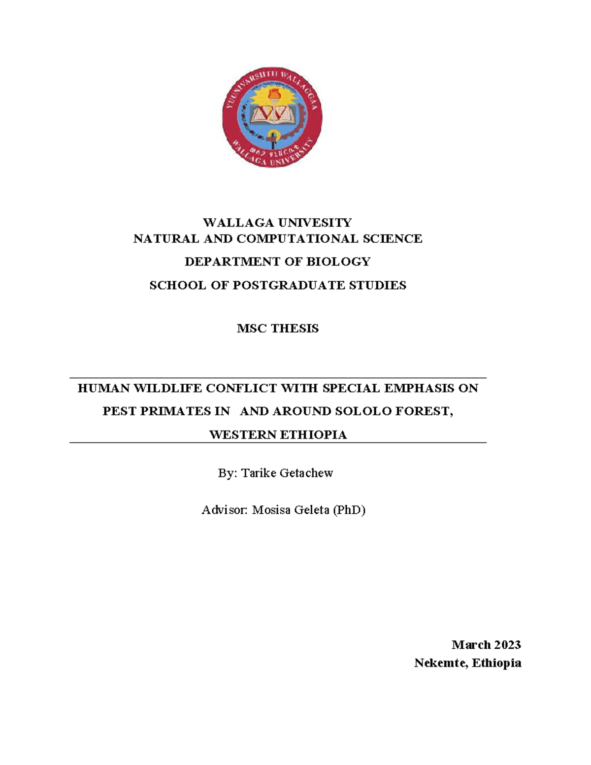 Tarikes' thesis 2023, Final Version, Octo 23 - WALLAGA UNIVESITY ...