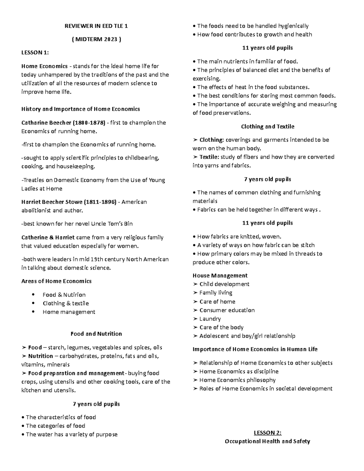 Reviewer IN EED TLE 1 - Notes for EEd tle 1 - REVIEWER IN EED TLE 1 ...